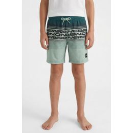 O`Neill Badeshorts O'NEILL "O'NEILL LOGO STRIPE SWIMSHORTS", Jungen, Gr. 152 (146), N-Gr, boys gr&uuml;n, Obermaterial: 100% Polyester. Futter: 100% Polyester, Badehosen Badeshorts, mit Eingrifftaschen, mit Innenhose aus Mesh, mit Hyperdry-Finish