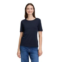 BETTY & CO Kurzarmshirt BETTY & CO "Damen mit Rundhalsausschnitt", Damen, Gr. L, blau (dunkelblau), Obermaterial: 95% Baumwolle, 5% Elasthan, Basic, gerade normal, Rundhals, Shirts, Form