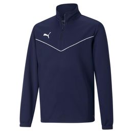 Langarmshirt Puma "TEAMRISE 14 ZIP TOP JR", Jungen, Gr. 128, peacoat, Puma wei&szlig;, Piqu&eacute;, Obermaterial: 100% Polyester, unifarben, regular fit normal, Shirts Langarmshirt, normale Schnittform, Langarm, mit Rei&szlig;verschluss