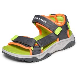 Sandale Skechers "TREAD SEEKER", M&auml;dchen, Gr. 34, grau, orange, Textil, kontrastfarbene Details, Schuhe Sandale, Sommerschuh mit Klettverschluss, Gr&ouml;&szlig;enschablone zum Download