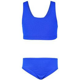 Bustier-Bikini AQUARTI "Bikini M&auml;dchen Sport Bikini Racerback Bustier & Bikinislip", M&auml;dchen, Gr. 152, N-Gr, blau (jacquard punkte kornblumenblau), Obermaterial: 80% Polyamid PA. 20% Elasthan EL., Bikini-Sets