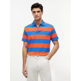 Poloshirt Tommy Hilfiger "BLOCK STRIPE", Damen, Gr. L, brilliant orange, blau orbit, Piqu&eacute;, Obermaterial: 96% Baumwolle, 4% Elasthan, regular fit normal, Shirts