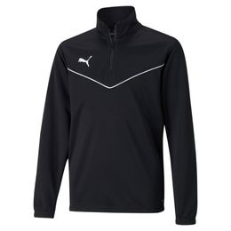 Langarmshirt Puma "TEAMRISE 14 ZIP TOP JR", Jungen, Gr. 128, Puma schwarz, Puma wei&szlig;, Piqu&eacute;, Obermaterial: 100% Polyester, unifarben, regular fit normal, Shirts Langarmshirt, normale Schnittform, Langarm, mit Rei&szlig;verschluss