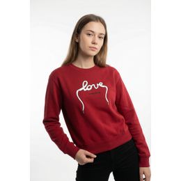 Sweatshirt Converse "LOVE LACES CREW", Damen, Gr. L, rot, Obermaterial: 80% Baumwolle, 20% Polyester, Sweatshirts Sweatshirt, f&uuml;r Erwachsene, sportlicher Stil, f&uuml;r Sportmode und Streetwear