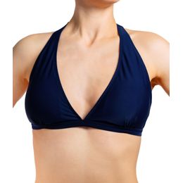Triangel-Bikini-Top AQUARTI "Bikini Oberteil Damen Bikini Top Oberteil Triangel Neckholder Push Up Padded Zum Binden", Damen, Gr. 36, N-Gr, blau (design 041, zum binden, dunkelblau), Obermaterial: 80% Polyamid PA. 20% Elasthan EL., Bikini-Oberteile