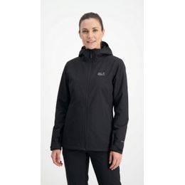 Regenjacke Jack Wolfskin "OUTROVERT 2L JKT W", Damen, Gr. XXL (48), schwarz, Web, Obermaterial: 100% Polyester. Futter: 100% Polyester, unifarben, Basic normal, mit verstellbarem Klettverschluss, Jacken Regenjacke, wasserdicht, atmungsaktiv, &Uuml;bergangsjacke