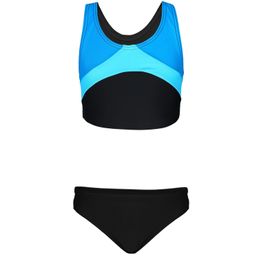 Bustier-Bikini AQUARTI "Bikini M&auml;dchen Sport Bikini Racerback Bustier & Bikinislip", M&auml;dchen, Gr. 134, N-Gr, blau (schwarz, t&uuml;rkis, himmelblau), Obermaterial: 80% Polyamid PA. 20% Elasthan EL., Bikini-Sets