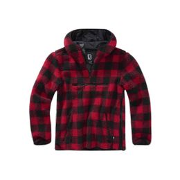Anorak Brandit "Brandit Herren Teddyfleece Worker Pullover", Herren, Gr. 4XL, rot, schwarz, 100% Polyester, unifarben, normal, ohne Ausschnitt, Jacken