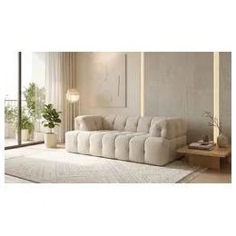 2-Sitzer Home Affaire "APERIRE Design-Sofa, moderne Steppung, Breite 180 cm", creme, B:180cm H:77cm T:100cm, 100% Polyester, Sofas, mit Wellenunterfederung, gem&uuml;tlich und modern, komfortables Sitzgef&uuml;hl