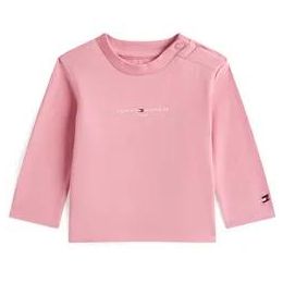 Langarmshirt Tommy Hilfiger "MINI CORP GRAPHIC TEE LS", M&auml;dchen, Gr. 56, mystic pink, Jersey, Obermaterial: 93% Baumwolle, 7% Elasthan, unifarben, regular fit normal, Rundhals, eingesetzt gerader Abschluss, Shirts Langarmshirt, f&uuml;r Babys