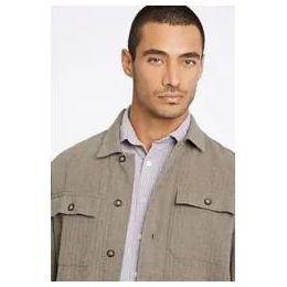 Hemdjacke LINDBERGH, Herren, Gr. L, army, Web, Obermaterial: 55% Baumwolle, 45% Leinen, unifarben, normal h&uuml;ftbedeckend, Rundhals, Jacken, mit Knopfleiste