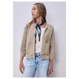 Cardigan Street One, Damen, Gr. 42, morning beige, Stoff, 46% Modal, 46% Polyester, 8% Elasthan, unifarben, normal normal, ohne Ausschnitt, abgesteppt, Strickjacken, im Open-Style