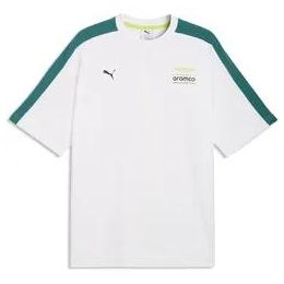 T-Shirt Puma "Puma x ASTON MARTIN ARAMCO F1 TEAM T7 T-Shirt Herren", Damen, Gr. L, wei&szlig;, Obermaterial: 100% Baumwolle. Rippe: 71% Baumwolle, 29% Polyester, clean, oversize, Rundhals, Shirts T-Shirt