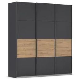 Schwebet&uuml;renschrank Rauch "Kleiderschrank Schrank Garderobe Ankleide Schlafzimmerschrank CORTONA", grau (graumetallic, eiche artisan), B:203cm H:229cm T:62cm, Holzwerkstoff, Schr&auml;nke, Schwebet&uuml;renschrank, inkl. Inneneinteilung, 2 Stoffboxen extra Einlegeb&ouml;den MADE IN GERMANY