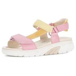 Gabor Sandalette ROLLINGSOFT, Damen, Gr. 43, pink, apricot, gelb, Nappaleder, Schuhe Sandalette, Keilabsatz, Riemchensandale im Trekking-Look, G-Weite (=weit)