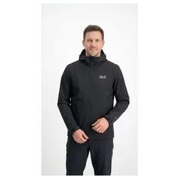 Regenjacke Jack Wolfskin "OUTROVERT 2L JKT M", Herren, Gr. XL (54/56), schwarz, Web, Obermaterial: 100% Polyester. Futter: 100% Polyester, unifarben, Basic normal, mit verstellbarem Klettverschluss, Jacken Regenjacke, wasserdicht, atmungsaktiv, &Uuml;bergangsjacke