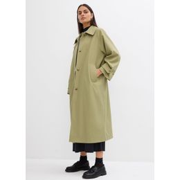 bonprix Trenchcoat mit Laschen, gr&uuml;n, Gr.46, Weit geschnittener Trenchcoat mit gerader Silhouette, breitem hochklappbarem Kragen und verstellbaren &Auml;rmelaufschl&auml;gen