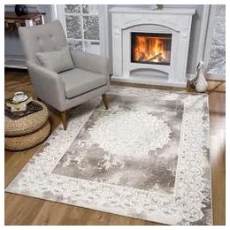 Teppich Sanat "Harmony 3205, auch als L&auml;ufer und rund", beige, B:140cm H:12mm L:200cm, Kunstfaser, Teppiche, Teppich, Wohnzimmer, Kurzflor, modern, Orient Optik, Schlafzimmer