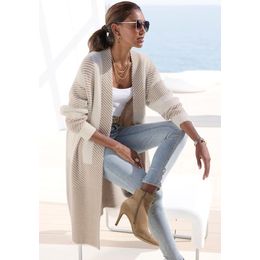 Lascana Longstrickjacke mehrfarbig Gr. 36/38 f&uuml;r Damen. Mit ohne Ausschnitt. Figurumspielend