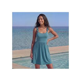 Lascana Strandkleid mehrfarbig Gr. 44 f&uuml;r Damen. Mit Rundhals. Figurumspielend. Nachhaltig.