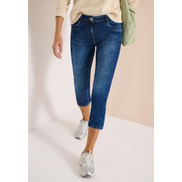 3/4-Jeans Cecil "Style Scarlett", Damen, Gr. 26, N-Gr, mid blau used wash, Denim/Jeans, Obermaterial: 78% Baumwolle, 20% Polyester, 2% Elasthan. Futter: 52% Polyester, 48% Baumwolle, unifarben, slim fit 3/4-L&auml;nge, Jeans 3/4-Jeans, Slim Leg Jeans mit Stretch