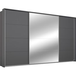 Schwebet&uuml;renschrank Rauch "Kleiderschrank Schrank Garderobe CORTONA optional mit Beleuchtung", grau (graumetallic), B:323cm H:233cm T:64cm, Holzwerkstoff, Schr&auml;nke, Schwebet&uuml;renschrank, inkl. Passepartout, Inneneinteilung 2 Boxen und B&ouml;den MADE IN GERMANY