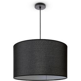Paco Home Pendelleuchte "HUGO CANVAS UNI COLOR", schwarz (schwarz schwarz), &Oslash; 45,5cm H: 27cm, Leuchten, Wohnzimmer Stoff Lampenschirm Skandinavisch Uni Pendelleuchte Modern, Pendelleuchte