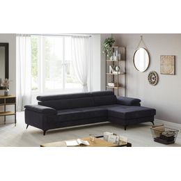 Ecksofa COTTA "Astra L-Form, B: 300 cm", charcoal, B:300cm T:169cm, 95% Polyester (PES) 5%Polyamid (PA), Sofas, Ecksofa, mit Kopfteilverstellung, optional Bettfunktion & Bettkasten