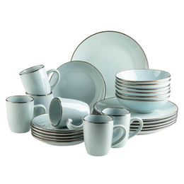 M&auml;ser Kombiservice M&Auml;SER "Metallic Rim", gr&uuml;n (mint), 24, Geschirr-Sets, Kombiservice