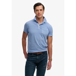 Poloshirt Superdry "CLASSIC COTTON LINEN POLO", Herren, Gr. L, vibrant blau, Single Jersey, Obermaterial: 80% Baumwolle, 20% Leinen, unifarben, slim fit normal, Rundhals, Shirts Poloshirt, aus tollem Baumwoll-Leinen-Mischgewebe