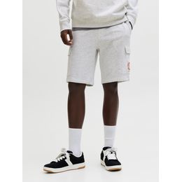 Jack & Jones Sweatshorts JACK & JONES "JPSTGORDON ALLIANCE SWEAT SHORTS", Damen, Gr. S, N-Gr, wei&szlig; melange, angeraute Sweatware, Obermaterial: 60% Baumwolle, 40% Polyester, meliert, regular fit, Hosen Sweatshorts