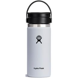 Trinkflasche Hydro Flask "16 OZ Wide Flex Sip Lid", wei&szlig;, H:23,75cm, Edelstahl, Kunststoff, Trinkflaschen, Trinkflasche, Geeignet f&uuml;r alle Wide Mouth Kappen und Deckel