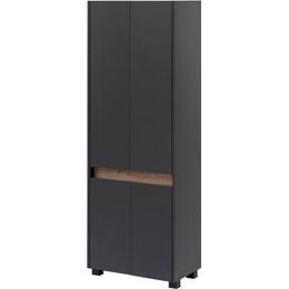 Hochschrank Schildmeyer "Cosmo in verschiedenen Farben made in Germany", grau (anthrazit), B:56,9cm H:164,5cm T:33cm, FSC-zertifizierter Holzwerkstoff, Schr&auml;nke, Hochschrank, Breite 57 cm, Badezimmerschrank, Blende im modernen Wildeiche-Look