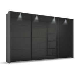 Schwebet&uuml;renschrank Rauch "Kleiderschrank Schrank Garderobe OTELI inkl. 3 Innenschubladen", grau (graumetallic, effektgrau hochglanz), B:323cm H:214cm T:68cm, Holzwerkstoff, Schr&auml;nke, Schwebet&uuml;renschrank, inkl. Passepartout optional mit Beleuchtung MADE IN GERMANY