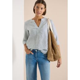 Schlupfbluse Cecil, Damen, Gr. L (42), just khaki, Web, Obermaterial: 100% Leinen, gestreift, regular fit h&uuml;ftbedeckend, tiefer V-Ausschnitt, 1-Knopf-Manschette, Blusen Schlupfbluse, aus sommerlicher Leinenqualit&auml;t, Streifen-Dessin