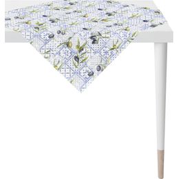 Mitteldecke Apelt "6523 SUMMERTIME, Sommerdeko, Sommer", blau, B:88cm L:88cm, Baumwolle, Tischdecken, Mitteldecke, Digitaldruck