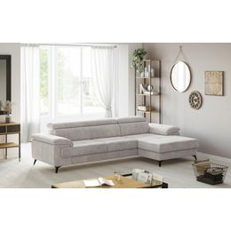 Ecksofa COTTA "Astra L-Form, B: 300 cm", natural, B:300cm T:169cm, 95% Polyester (PES) 5%Polyamid (PA), Sofas, Ecksofa, mit Kopfteilverstellung, optional Bettfunktion & Bettkasten