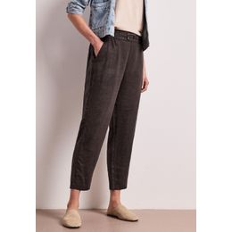 Leinenhose Street One "Style Bonny", Damen, Gr. 36, L&auml;nge 28, espresso braun, Web, Obermaterial: 100% Leinen, unifarben, loose fit kn&ouml;chelfrei, Hosen Leinenhose, Slim Leg Hose aus Leinen mit Schnalle