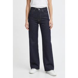 High-waist-Jeans Only "ONLMADISON BLUSH HW WIDE DNM REA024 NOOS", Damen, Gr. M (38), L&auml;nge 32, dunkelblau denim detail:rinse, Denim/Jeans, Obermaterial: 92% Baumwolle, 6% Elastomultiester, 2% Elasthan, unifarben, relaxed fit, Jeans High-waist-Jeans