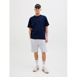 Jack & Jones Shorts JACK & JONES "JPSTGORDON BRADLEY SWEAT SHORTS MP 2PK", Damen, Gr. XL, N-Gr, light grau melange pack:with navy blazer, Web, Obermaterial: 65% Polyester, 35% Baumwolle, meliert, regular fit, Hosen Shorts