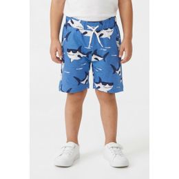 Sweatbermudas Blue Seven, Jungen, Gr. 122, N-Gr, ocean, Jersey, Obermaterial: 100% Baumwolle, bedruckt, Basic kniefrei, Hosen Sweatbermudas
