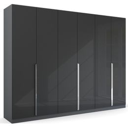 Dreht&uuml;renschrank Rauch "Kleiderschrank Schrank Garderobe Ankleide GLAMOUR BY QUADRA SPIN", grau (graumetallic, hochglanz effektgrau), B:271cm H:210cm T:54cm, Holzwerkstoff, Schr&auml;nke, Dreht&uuml;renschrank, mit eleganter Hochglanzfront und Stangengriff MADE IN GERMANY