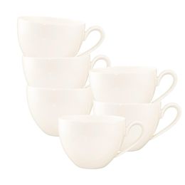 Tasse Seltmann Weiden "Milchkaffeetassen Savona Fine Diamond 340 ml 6er Set creme", creme, B:10cm H:7,2cm, Porzellan, Trinkgef&auml;&szlig;e, Tasse, Sp&uuml;lmaschinenfest, Mikrowellensicher, Ofenfest