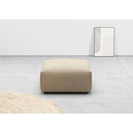 Hocker Home Affaire "Glimminge auch in Breitcord, Feincord und Easy care-Bezug", beige (sand), H:71cm T:80cm, 95% Polyester, 5% Nylon, Hocker, Hocker, passend zur Serie "Glimminge"