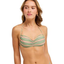 Bandeau-Bikini-Top Roxy "Ocean Dreamer", Damen, Gr. L, Cup B, oil gr&uuml;n say it with stripes, Obermaterial: 54% recyceltem Nylon, 18% Nylon, 15% Elasthan, 13% Metallisierte Fiber;, Bikini-Oberteile Bandeau-Bikini-Top