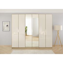 Dreht&uuml;renschrank Rauch "Kleiderschrank Schrank Garderobe KOLUNA mit hochwertiger Glas-Front", beige (eiche artisan, glas champagner), B:271cm H:229cm T:54cm, Holzwerkstoff, Schr&auml;nke, Dreht&uuml;renschrank, mit Spiegel, inkl. 2 Innenschubladen sowie extra B&ouml;den MADE IN GERMANY