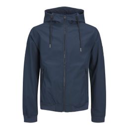 Jack & Jones PlusSize Softshelljacke "JJEBASIC mit Kapuze und wasserabweisendem Stoff", Herren, Gr. 5XL, blau (navy blazer), Softshell, Obermaterial: 100% Polyester, JACK & JONES PLUSSIZE, unifarben, regular fit normal, ohne Ausschnitt, B&uuml;ndchen, Jacken Softshelljacke, Kunstfaser, regular fit
