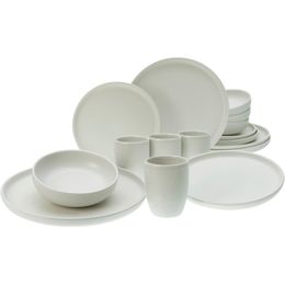 Kombiservice Creatable "Uno", wei&szlig; (sanftes wei&szlig;), 16 Stk., Steinzeug, Geschirr-Sets, Kombiservice, seidenmatte Oberfl&auml;che, jedes St&uuml;ck ein Unikat