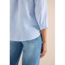 Schlupfbluse Cecil, Damen, Gr. S (38), blouse blau, Web, Obermaterial: 100% Leinen, gestreift, regular fit h&uuml;ftbedeckend, tiefer V-Ausschnitt, 1-Knopf-Manschette, Blusen Schlupfbluse, aus sommerlicher Leinenqualit&auml;t, Streifen-Dessin