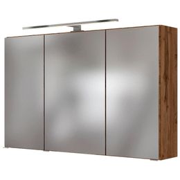 Spiegelschrank Welltime "Baabe", braun (eiche), B:100cm H:64cm T:20cm, Holzwerkstoff, Schr&auml;nke, Spiegelschrank, Breite 100 cm, mit 3D-Effekt, dank 3 Spiegelt&uuml;ren